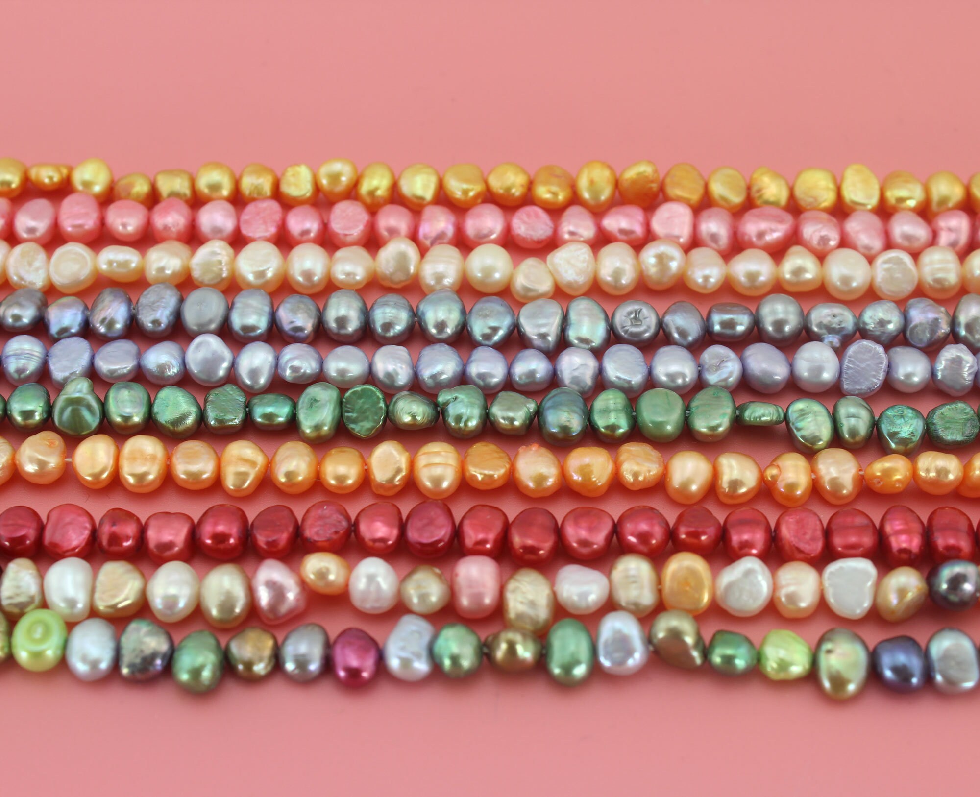 6-7mm Baroque Pearl Beads,multi Color Nugget Freshwater Cultured Pearl ...