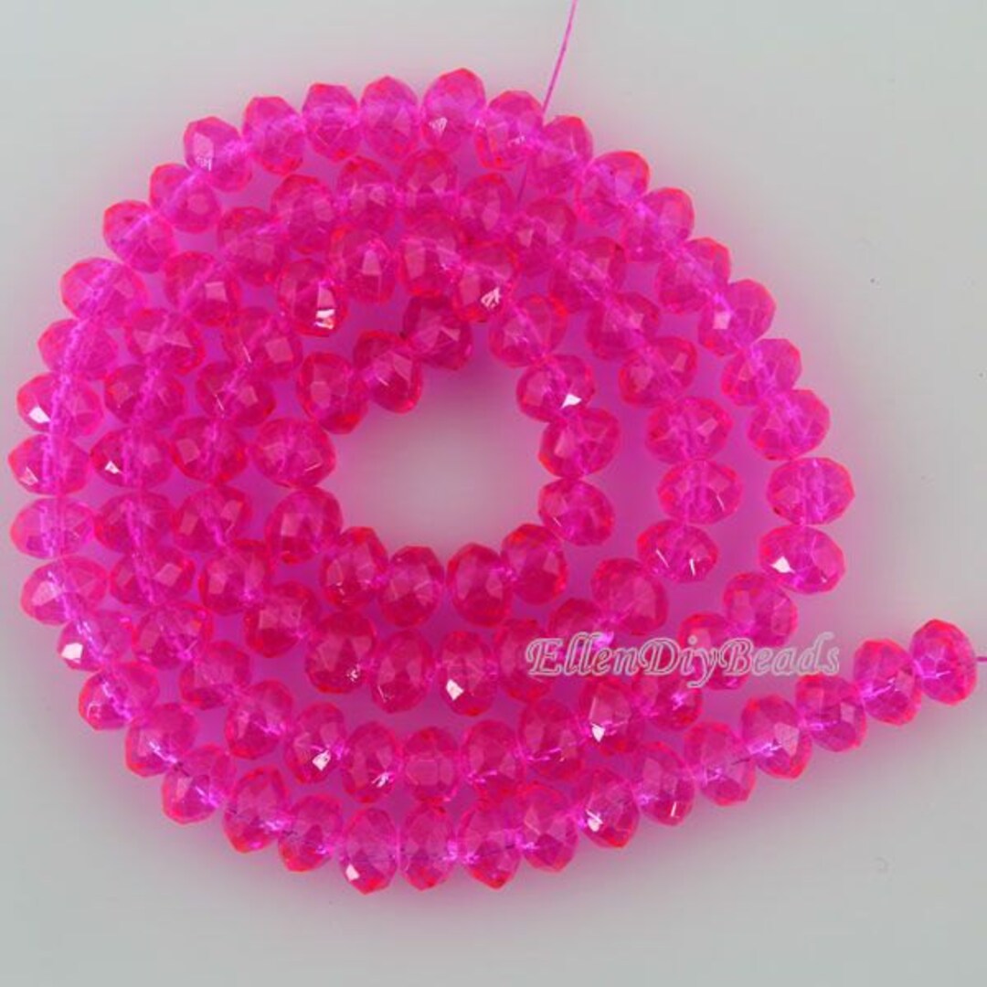 60%OFF 100 Pcs,new 6mm Romantic Fushia Rondelle Faceted Crystal Beads ...