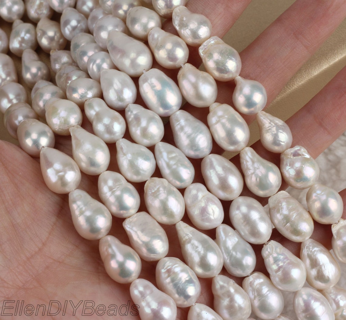 8-10x12-16mm White Teardrop Nucleated Pearls,natural Freshwater Baroque ...
