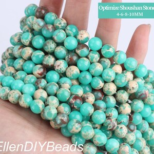 4/6/8/10mm Optimize Shoushan Stone, Blue-green Color Round Loose Beads ...
