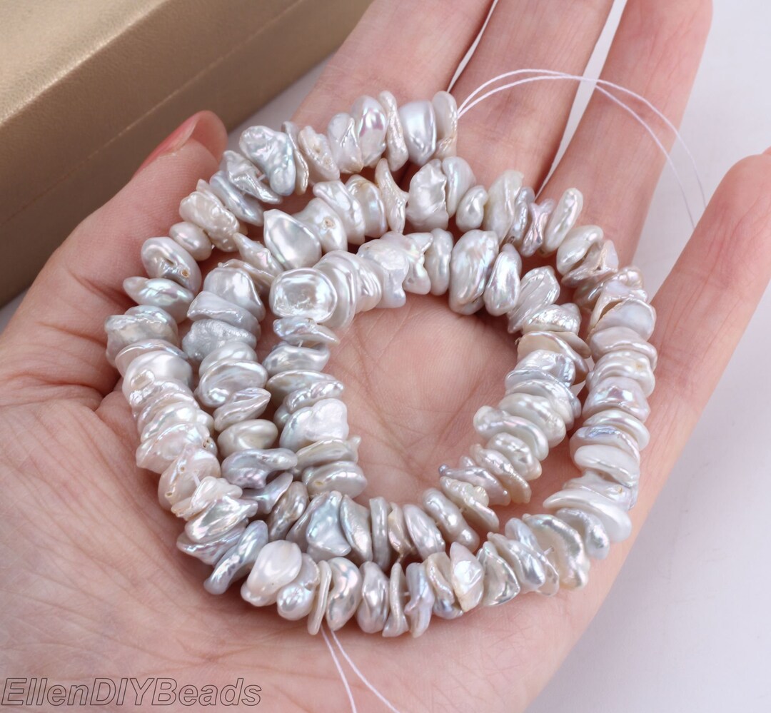 Irregular Keshi Pearl Beads: White Natural Pearl Jewelry Making, 14.5 ...