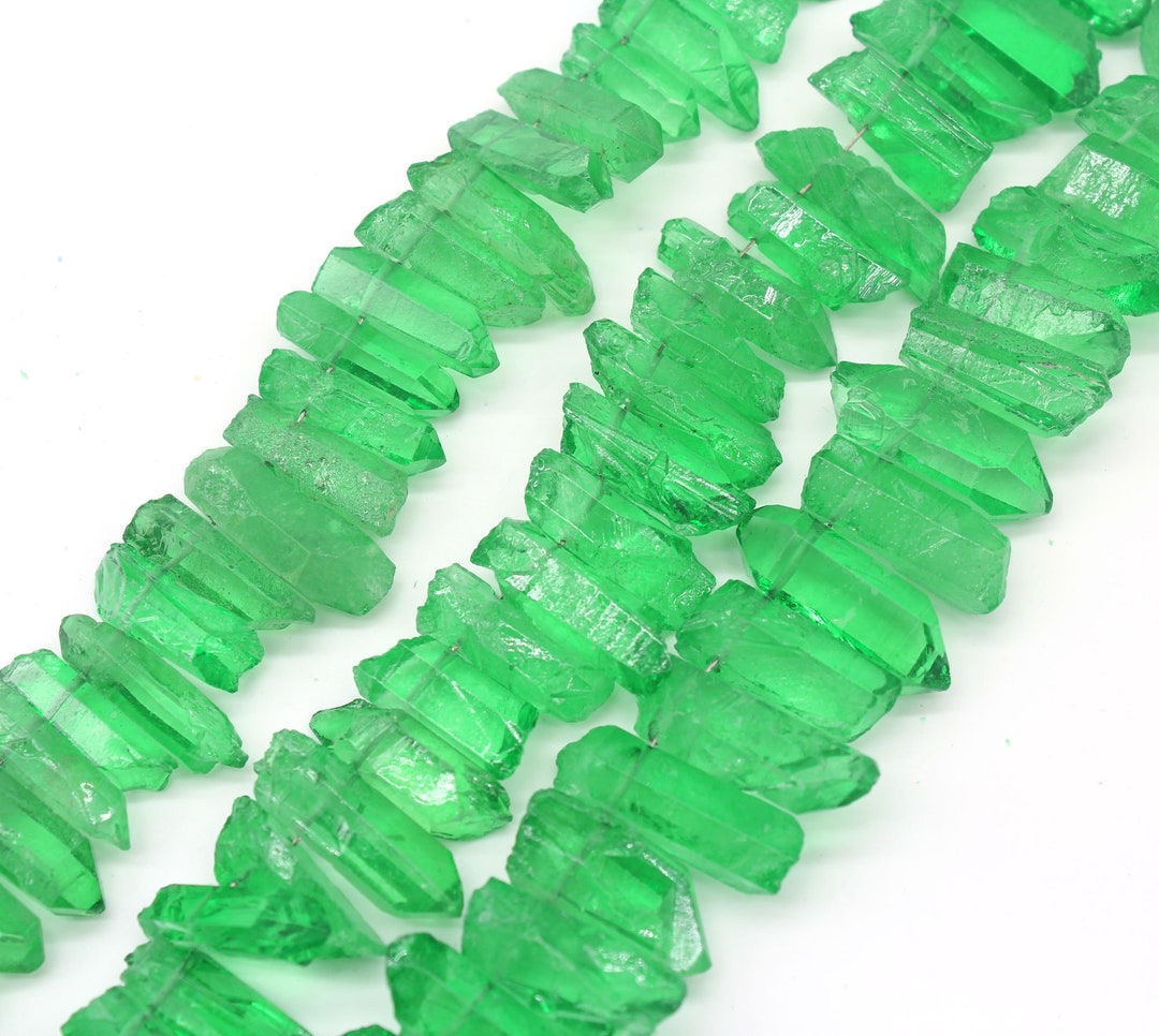 4-6x15-30mm Green Natural Native Quartz, Titanium Quartz Top Drilled ...