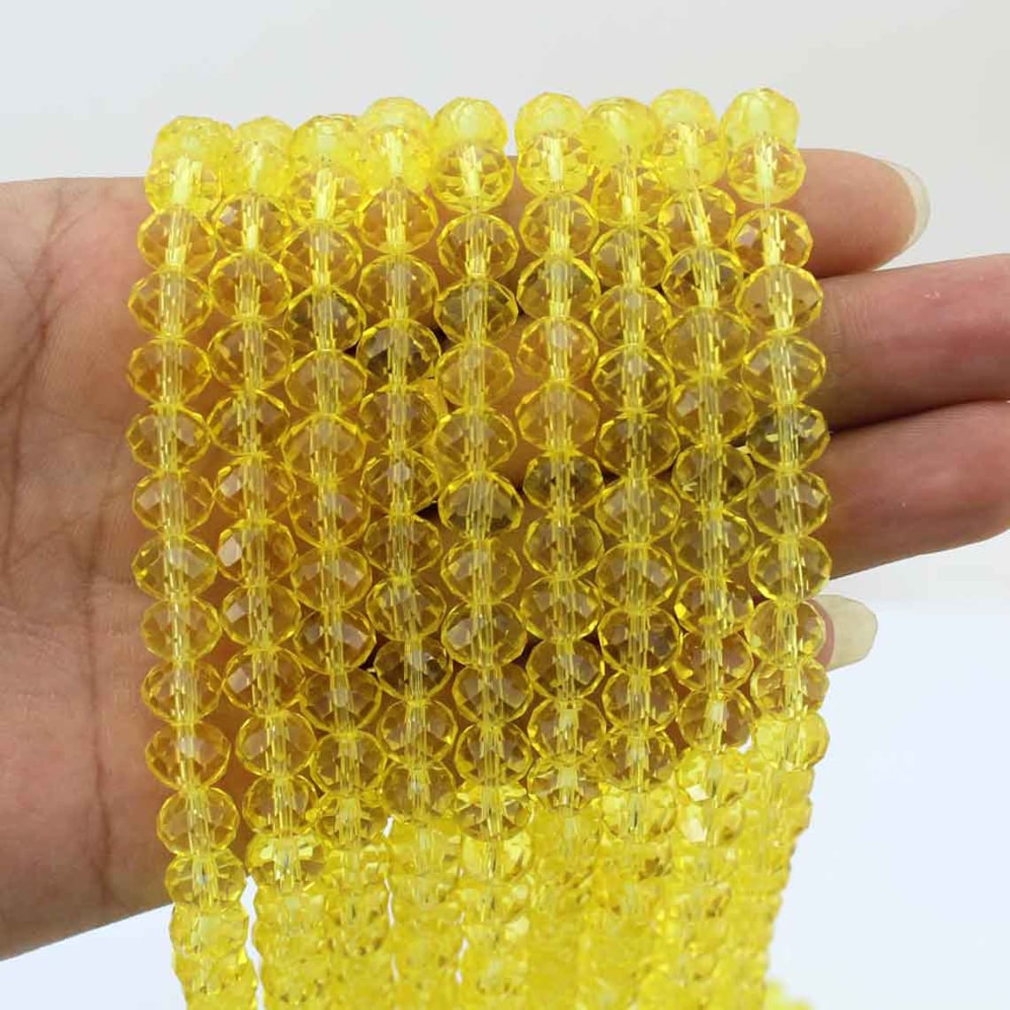 8mm Faceted Bright Yellow Crystal Glass Spacer Beads Crystal - Etsy