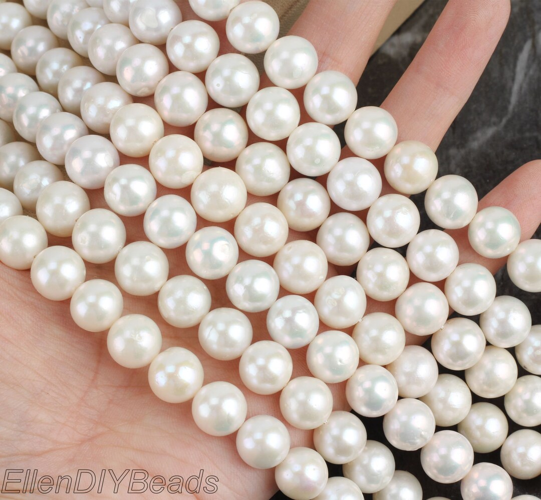 10-11mm White Round Edison Pearl Beads, Natural Freshwater Pearls ...