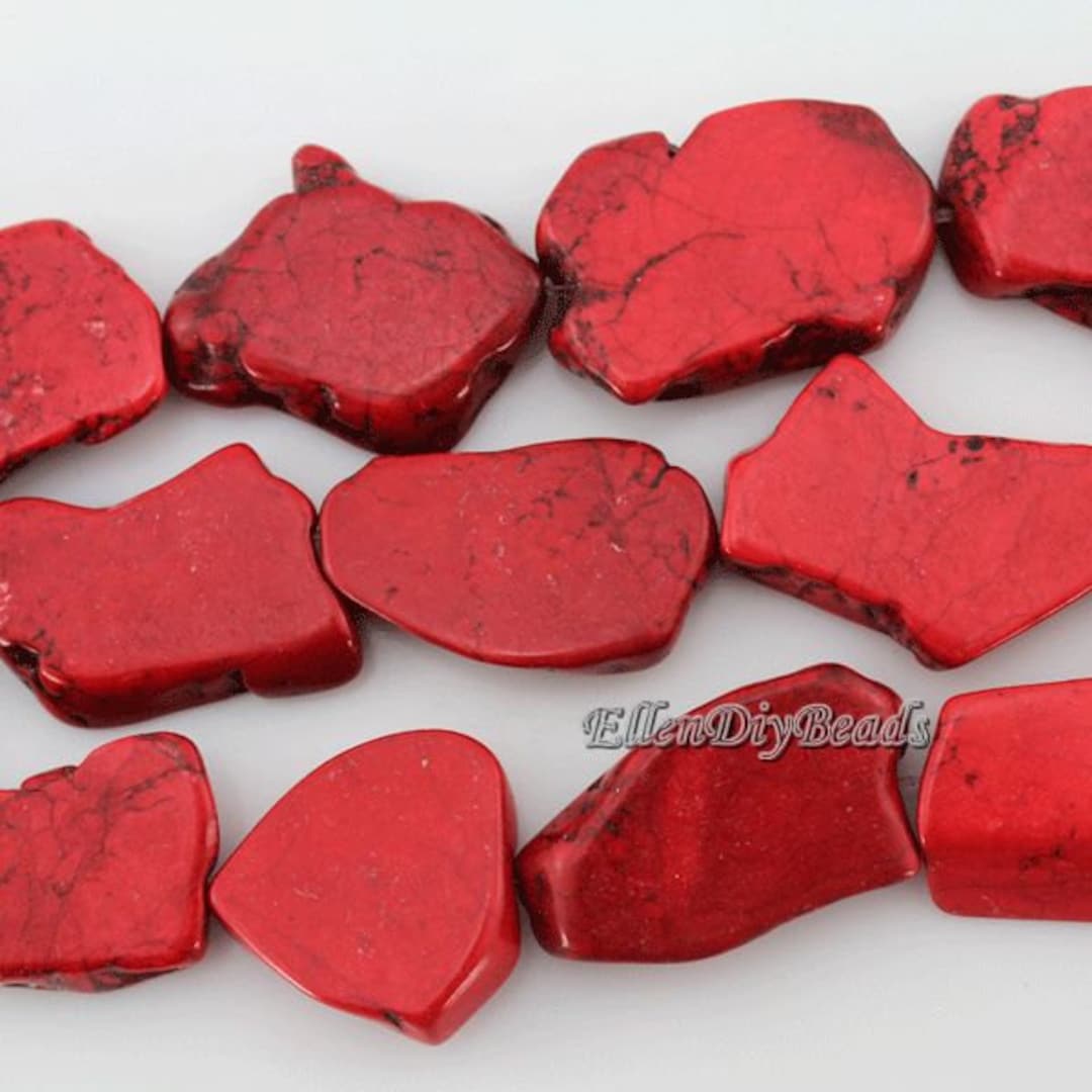 Red Turquoise Slab Beads: Freeform Gemstone Slice (20x30mm) - Etsy