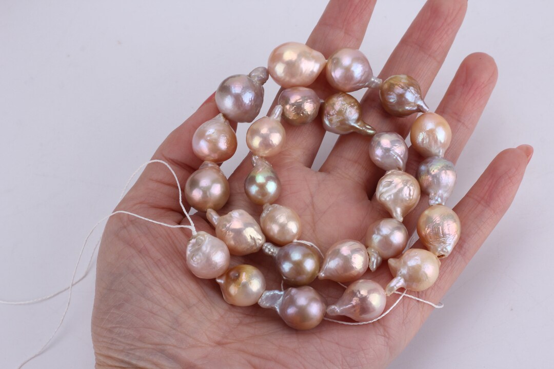 13-14x18-20mm Mixcolor Nucleated Pearl Beads,natural Fireball Pearl ...