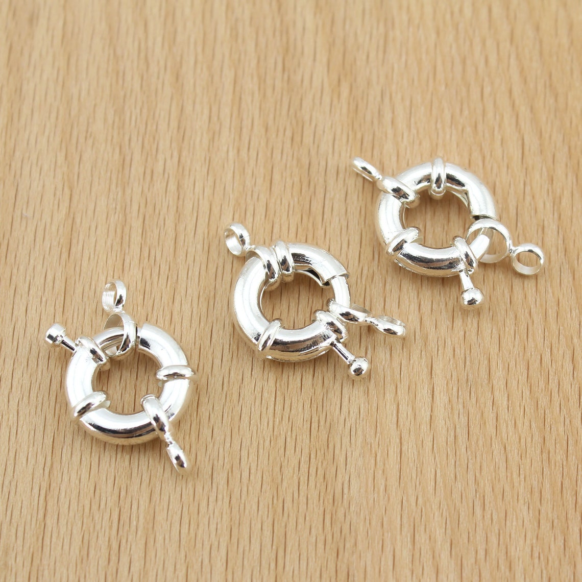 1.23 row Jewelry Clasp13mm Silver Plated Spring Clasp Round | Etsy