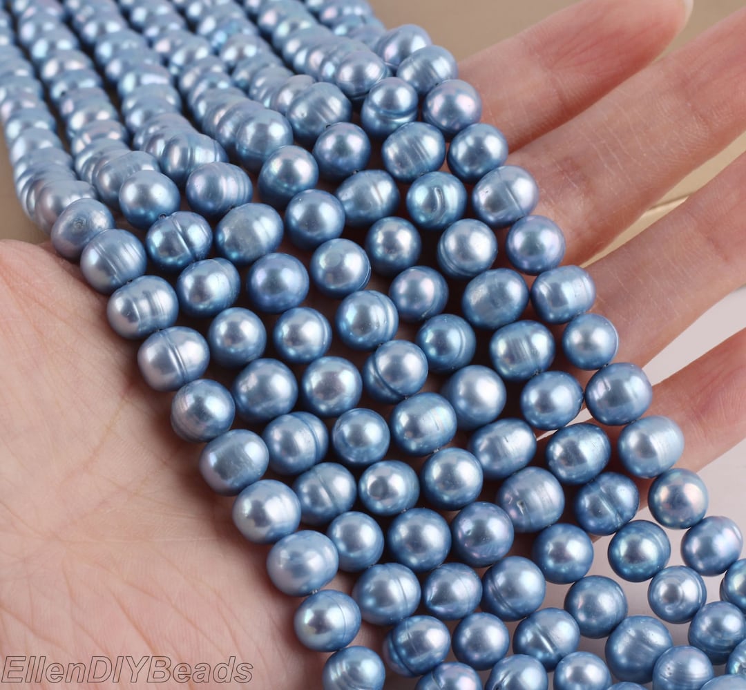 High Quality Blue Freshwater Pearls,round Pearls,8-9mm Pearls,baroque ...