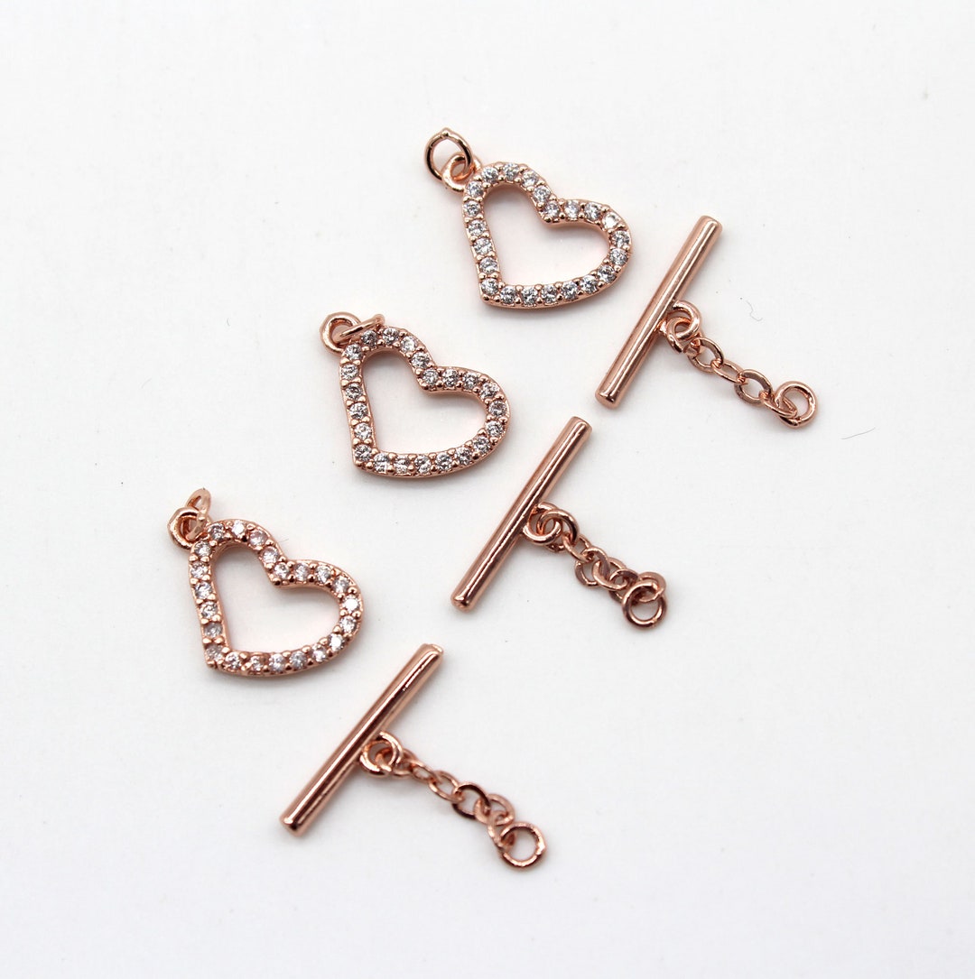 Heart Rose Glod Plated Clasp Toggle,cz Pave Clasps /connector,necklace ...