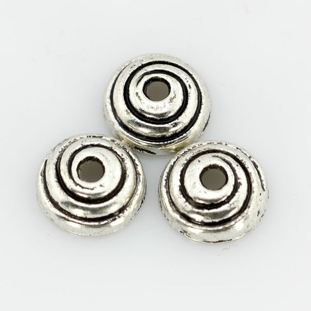 40 Pieces,antique Silver Cap Findings, Loose Spacer End Bead Caps for ...