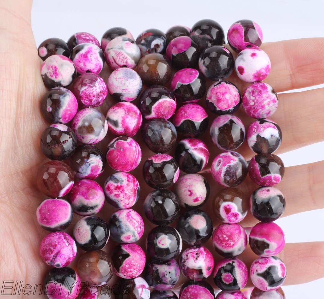 4/8/14mm Pink Fire Agate Beads, Round Agate Beads,smooth Gemstone Beads ...
