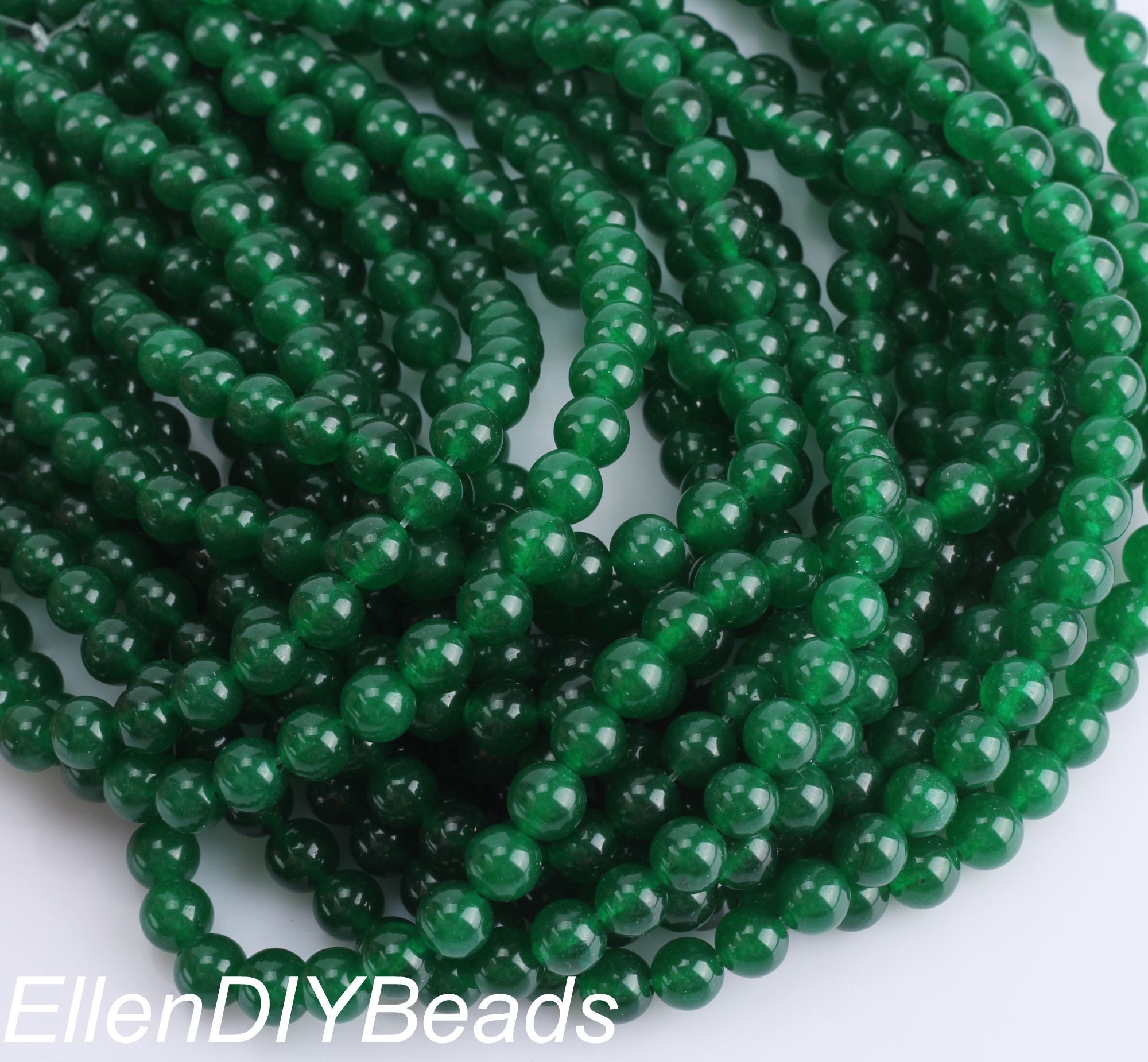 4/6/8/10/12mm Round Green Malay Jade, Elegant Gemstone Beads, Loose ...