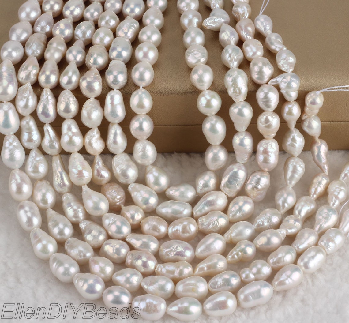 8-10x12-16mm White Teardrop Nucleated Pearls,natural Freshwater Baroque ...