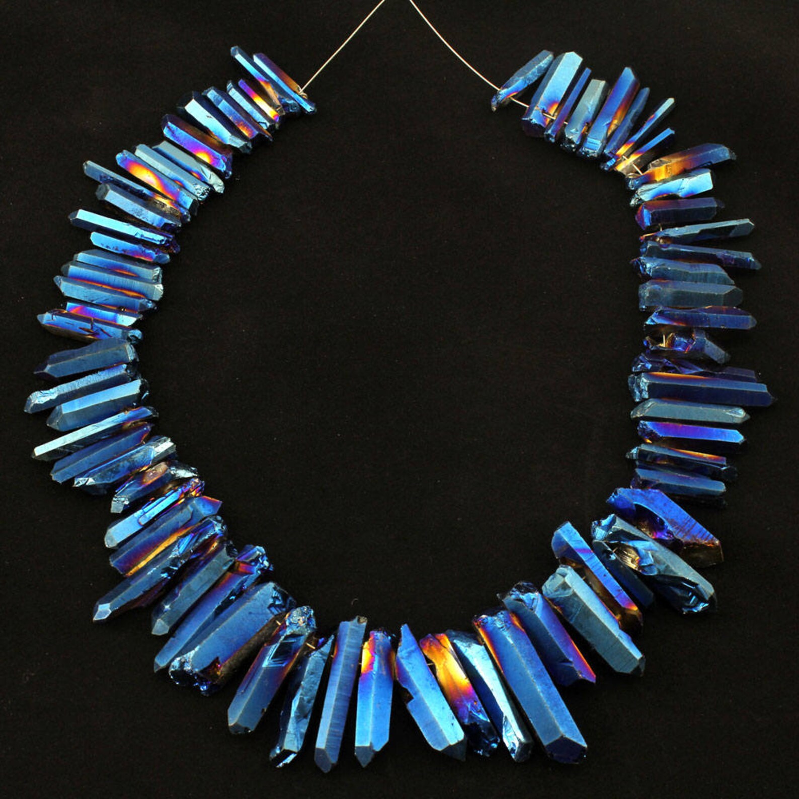 15%OFF Blue Titanium Quartz Briolettes Stick Point Pendants,natural ...
