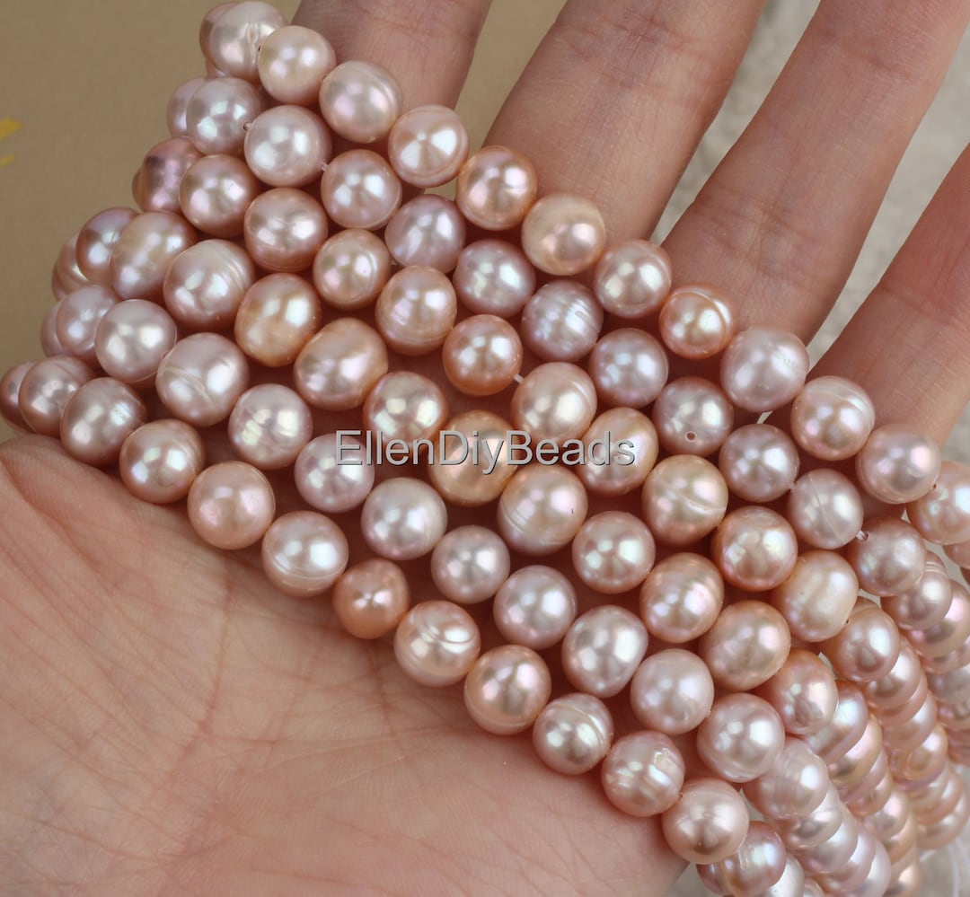 8-9mm Freshwater Natural Pearls, Pink Pearl Beads, Full Strand, Wedding ...