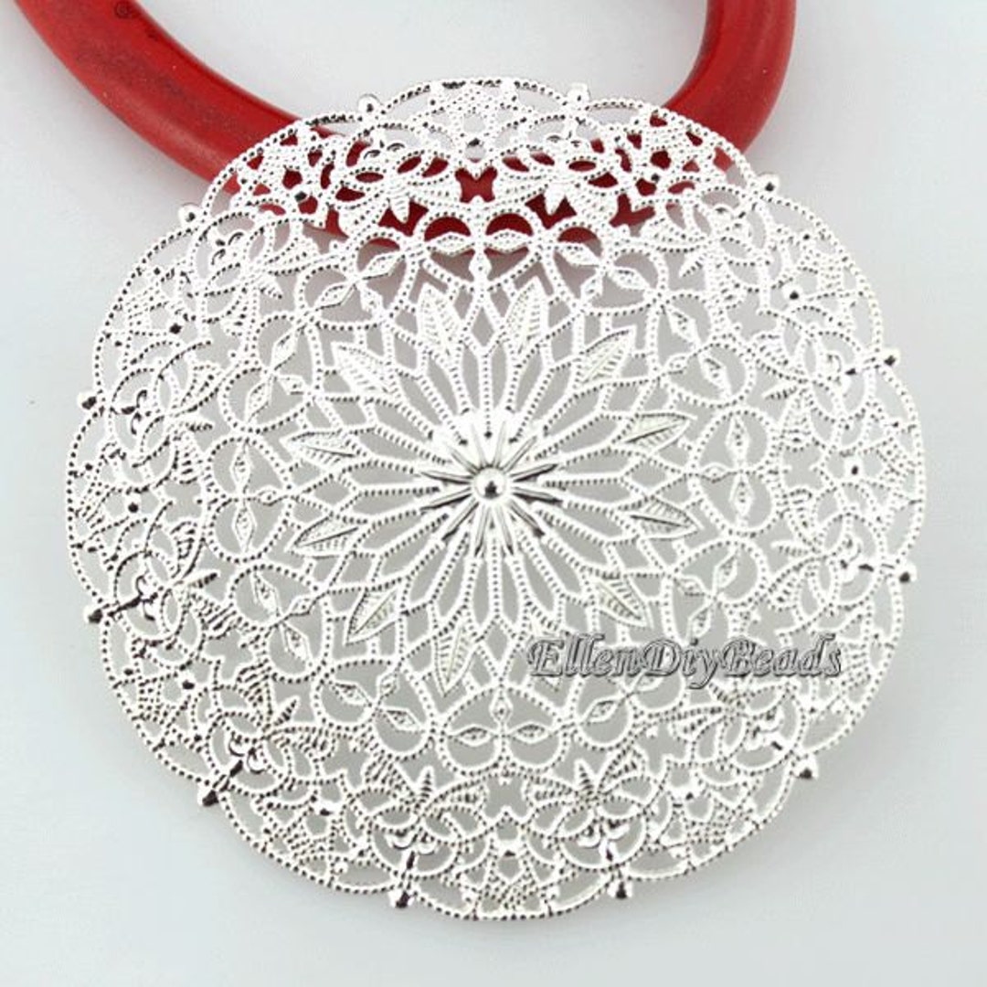 5 Pieces Silver Plated Filigree Brooch Flower,vintage Style Flower ...