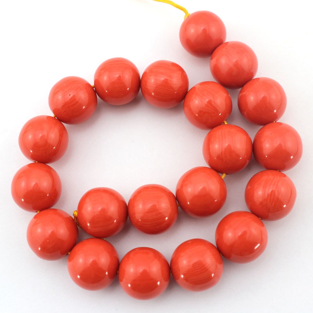 20mm Round Artificial Coral Beads: DIY Jewelry Supplies, 15-inch Strand ...