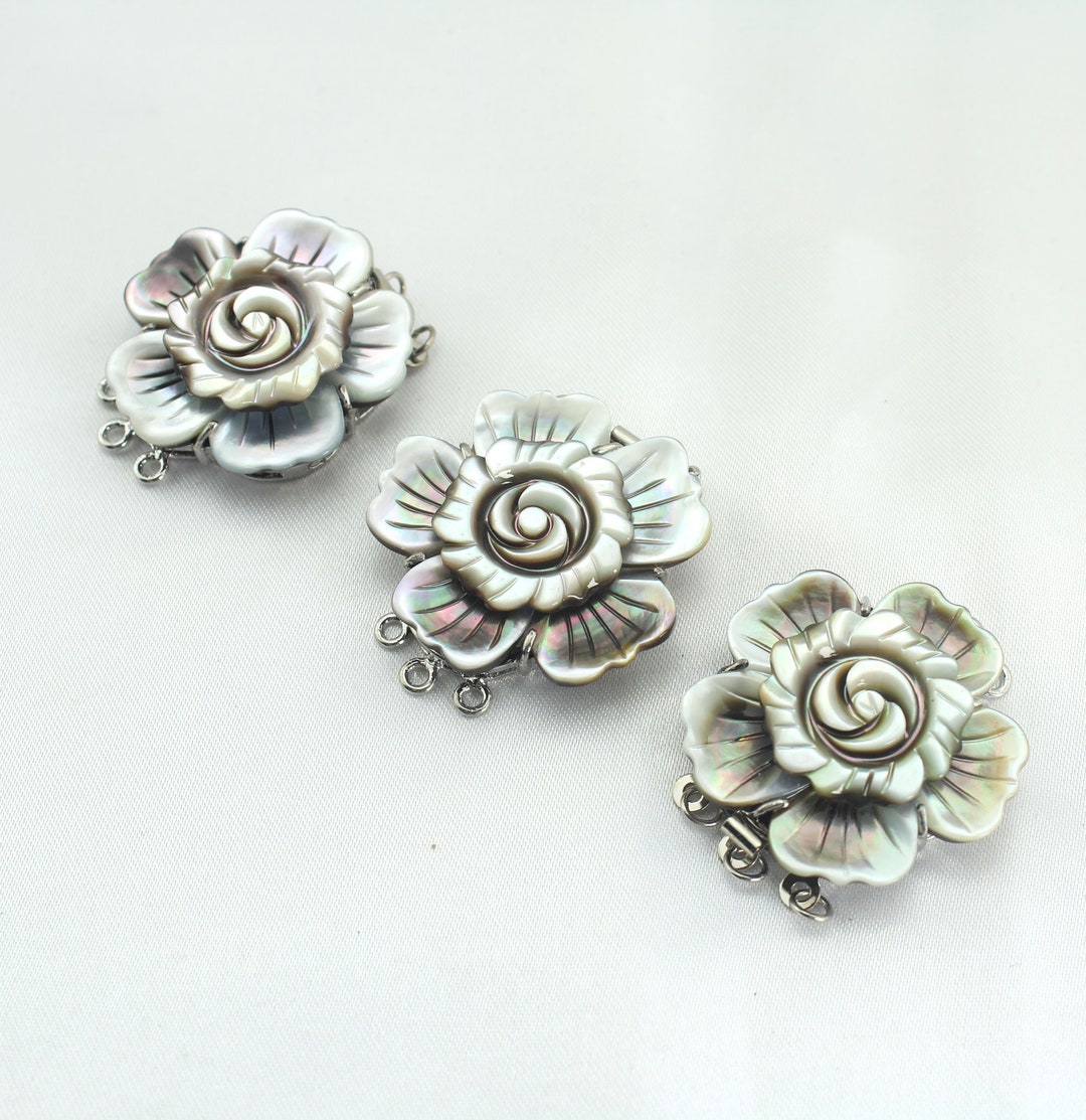 1pcs-large Mother of Pearl Clasp, Abalone Shell Clasp, Beautiful Flower ...