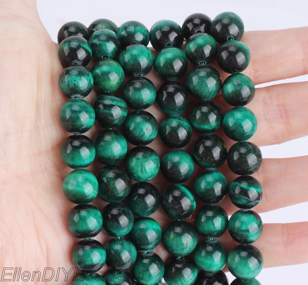 6/8/10/12mm Round Green Tiger Eye Stone Round Beads, Full Strand, Tiger ...