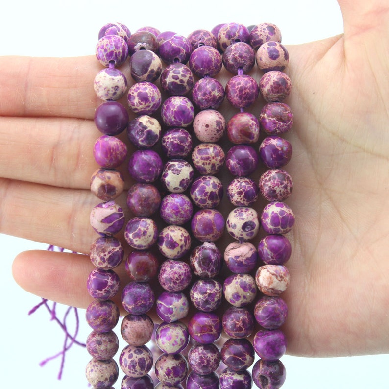 8mm High Quality Purple Imperial Jasper Beads Sea Sediment - Etsy