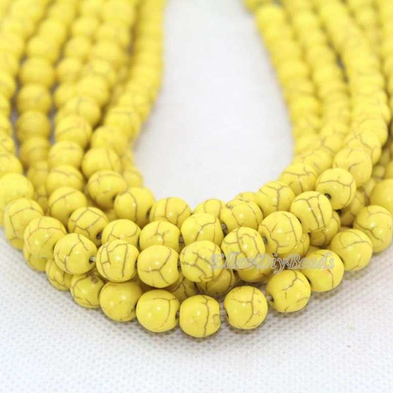 6mm 8mm Yellow Turquoise Howlite Beads natural Gemstone - Etsy