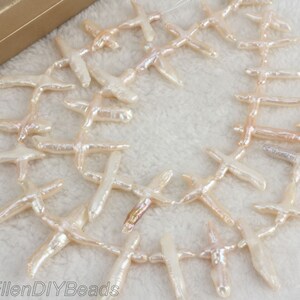 20-30x30-50mm Unique Cross Shaped Pearls, White Natural Freshwater ...