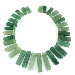Green Graduated Slice Aventurine, Stick Point Beads ,slices Aventurine ...