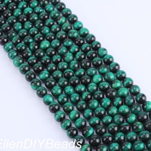6/8/10/12mm Round Green Tiger Eye Stone Round Beads, Full Strand, Tiger ...