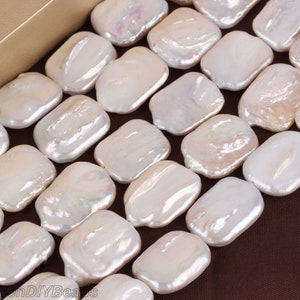 15×20mm White Square Pearls, Flat Natural Freshwater Pearls, DIY ...