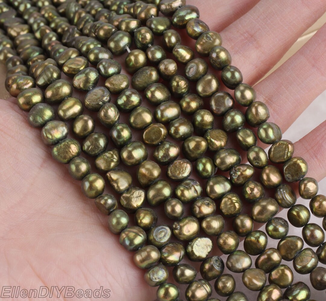 6-7mm Green Nugget Pearls, Unique Color Freshwater Pearls, Loose Pearls ...