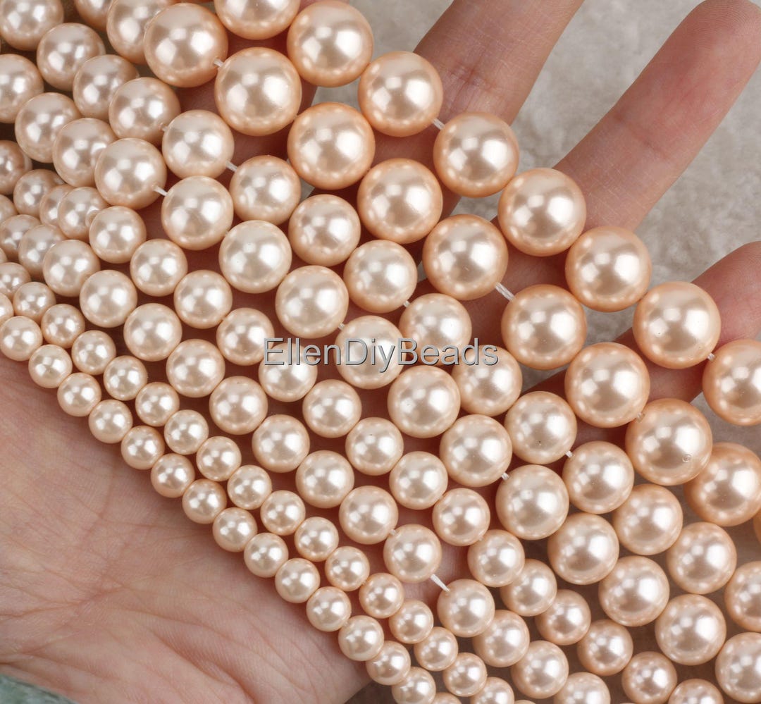 6-12mm Round Shell Beads, Pink Shell Beads, High Luster Pearls ...