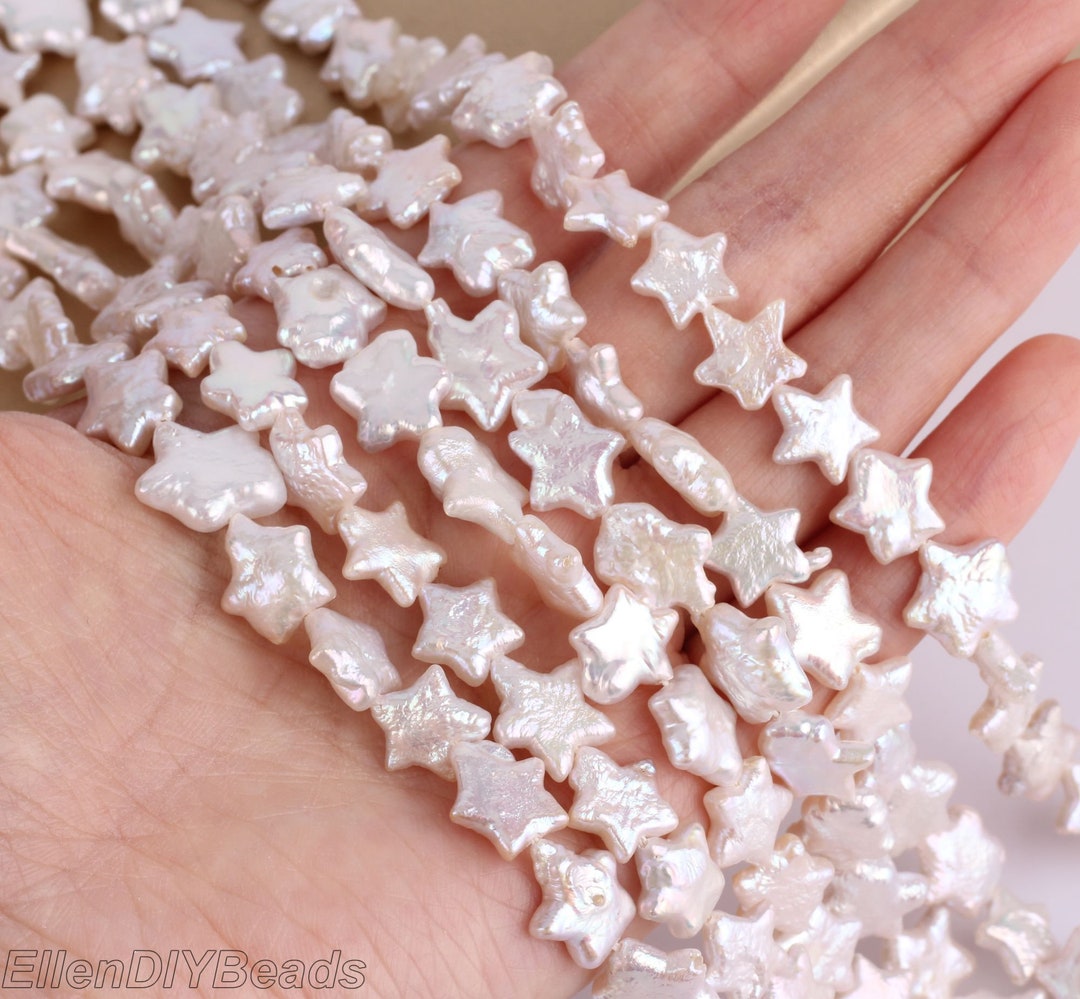 10-12mm Rare Five Pointed Star Shape Natural White Freshwater Pearls ...