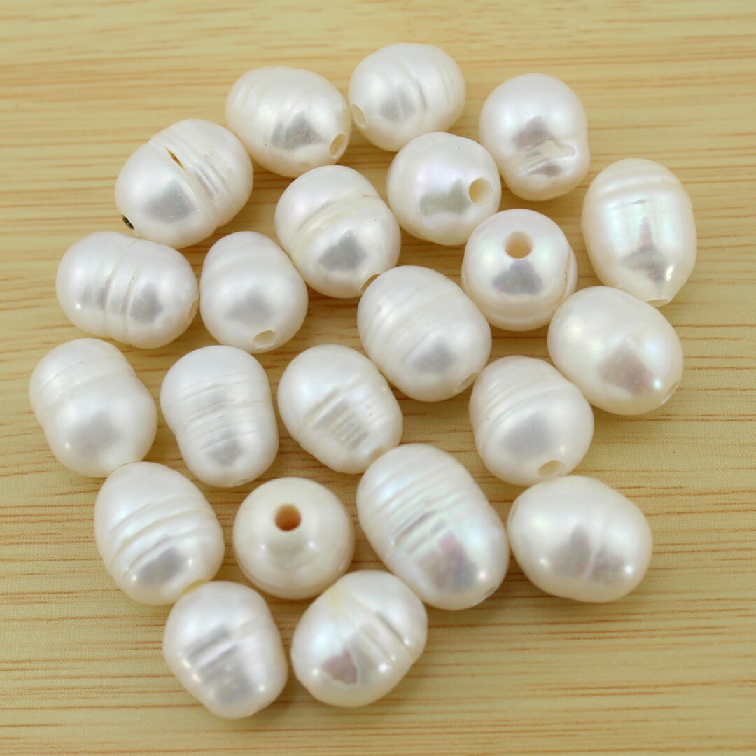 10-11mm White Rice Pearl Beads, 2.2 Mm Large Hole Freshwater Pearl ...