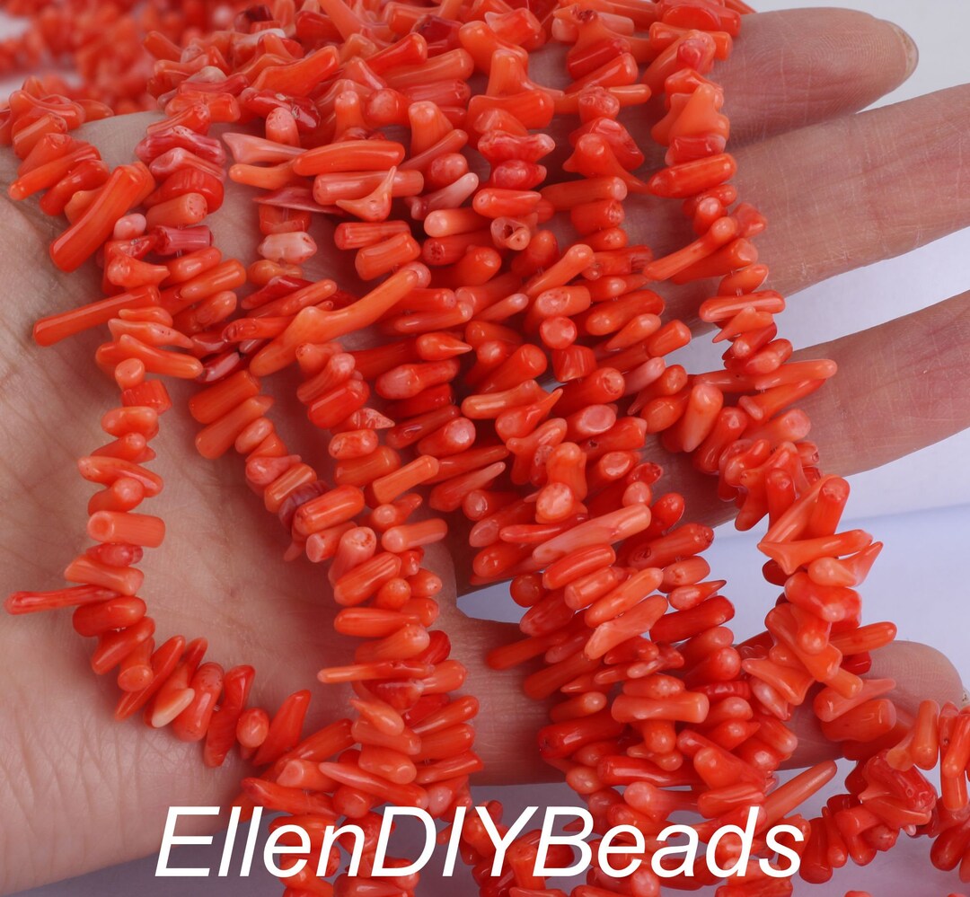 2-39-18mm Orange Stick Coral Beads,one Full Strand,bamboo Coral Bead,gemstone Beads for Jewelry ...