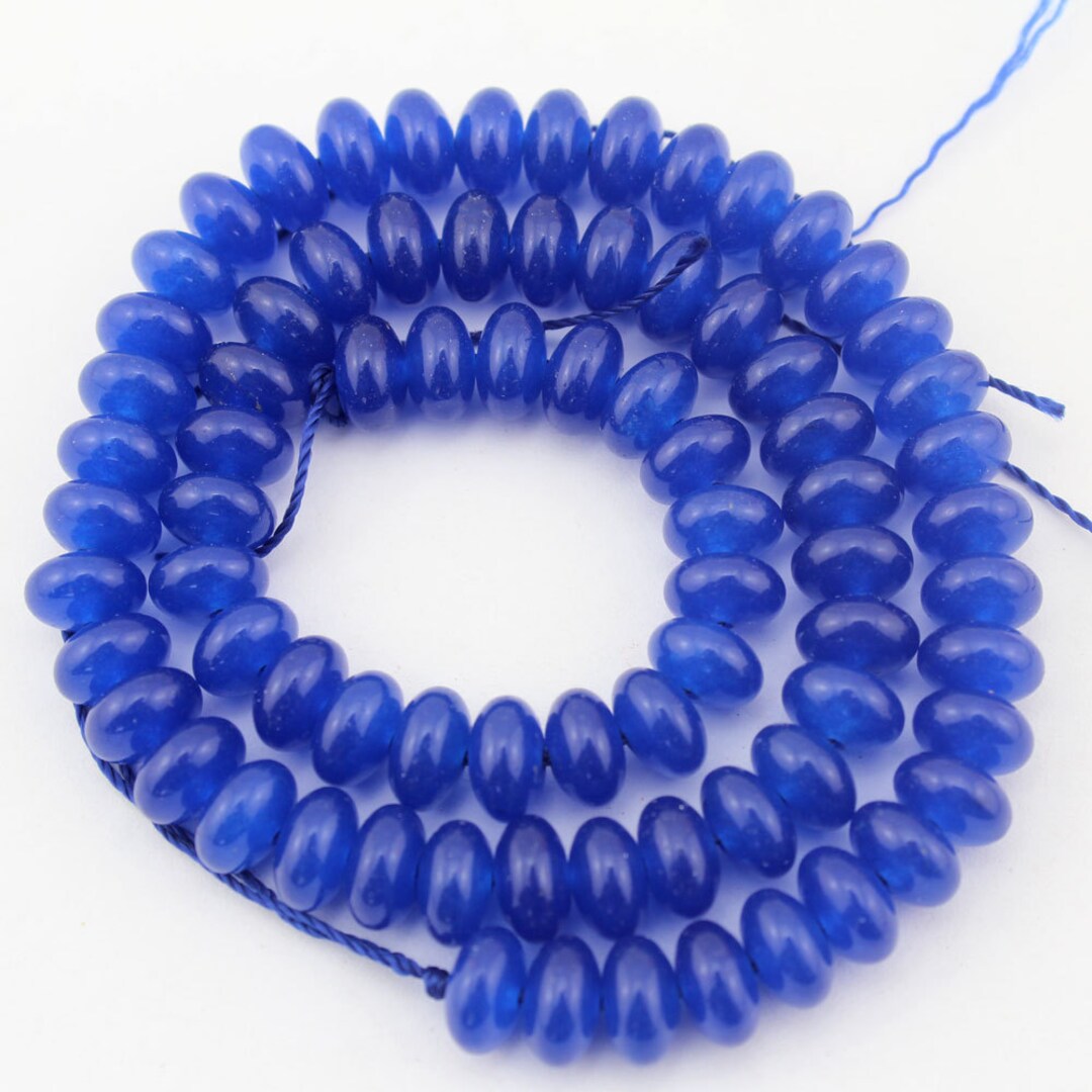 5x8mm Royal Blue Jade Beads, Jade Rondelle Beads, Full Strand, Gemstone ...
