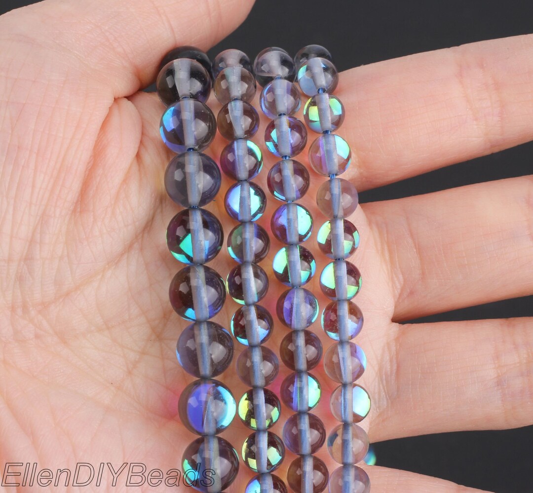 Mystic Aura Quartz Crystal Beads: Gray Spectrolite, Round Jewelry ...
