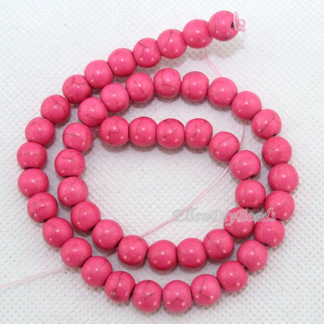 6mm/8mm Good Quality Dark Pink Round Turquoise Howlite Beads, Full ...