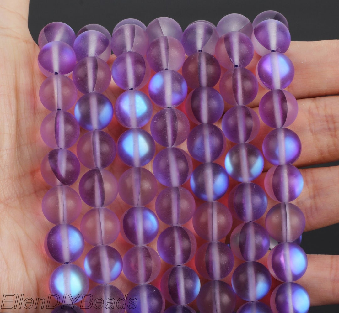 Matte Purple Spectrolite Beads, Mystic Aura Quartz Beads, Artificial ...