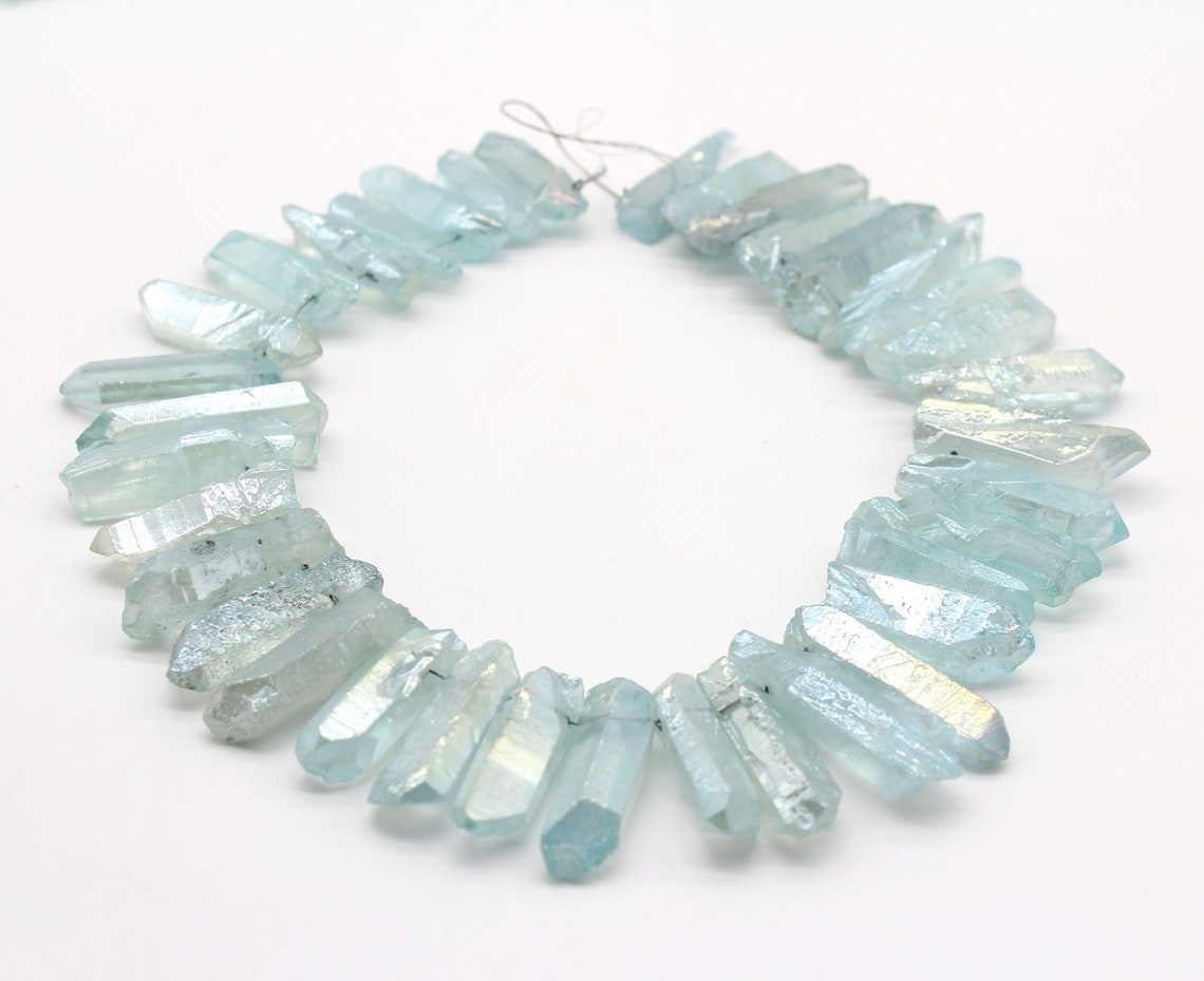 Raw Light Blue Quartz Points blue Aura Quartz Crystal Point | Etsy
