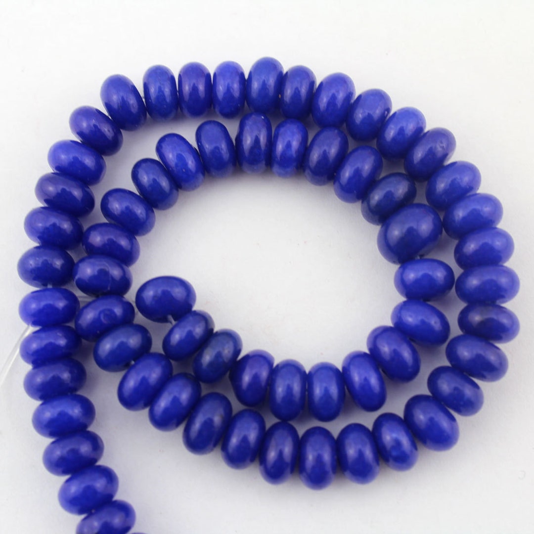 5x8mm Blue Gemstone Beads,royal Blue Jade Beads,loose Jade Rondelles ...