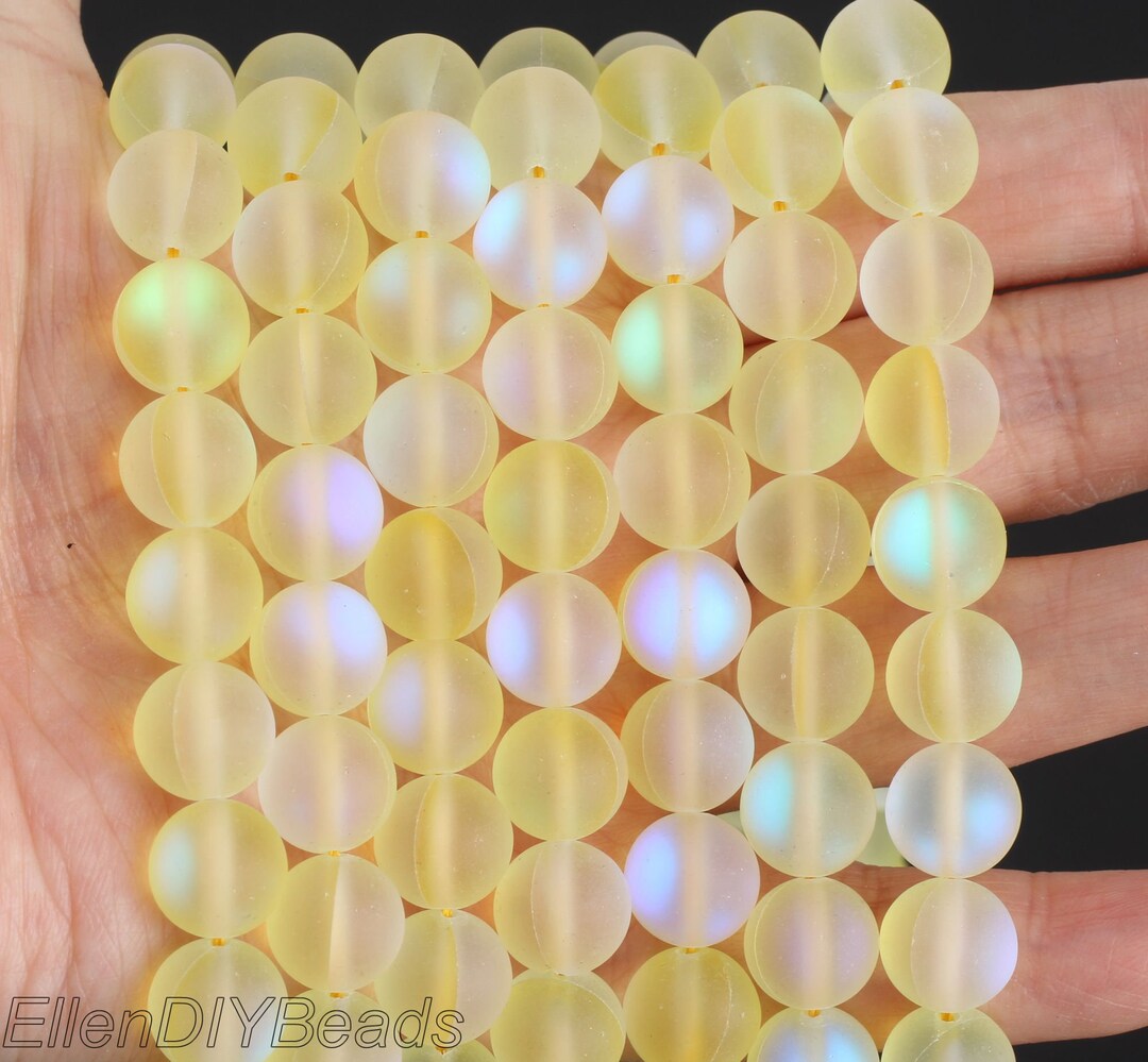 Matte Light Yellow Spectrolite Beads, Iridescent Crystal Gemstone ...