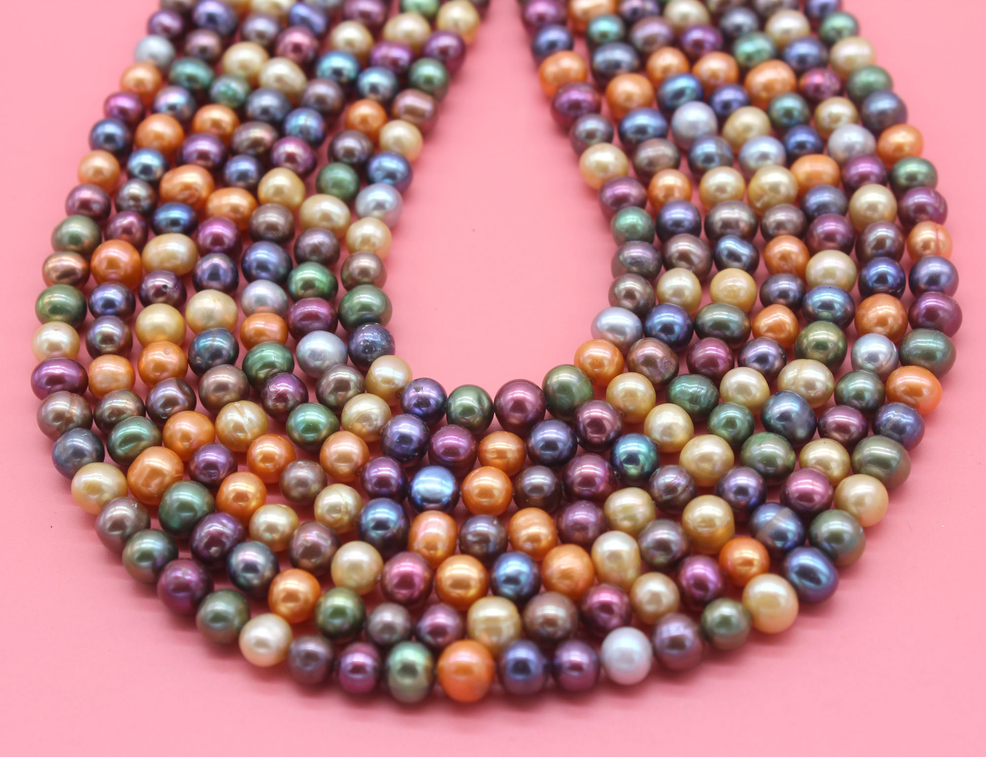Full Strand 7-8mm Multi Color Freshwater Cultured Pearl - Etsy