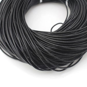 2mm Round Leather Cord, Genuine Leather Cord, Leather String, Black ...