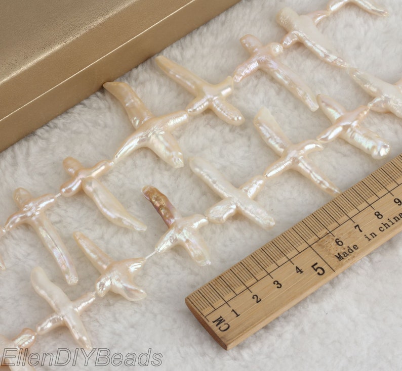20-30x30-50mm Unique Cross Shaped Pearls, White Natural Freshwater ...