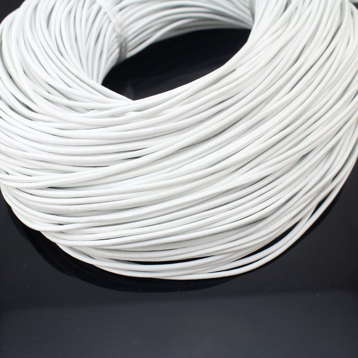2mm Round Leather Cord, Genuine Leather Cord, Leather String, White ...