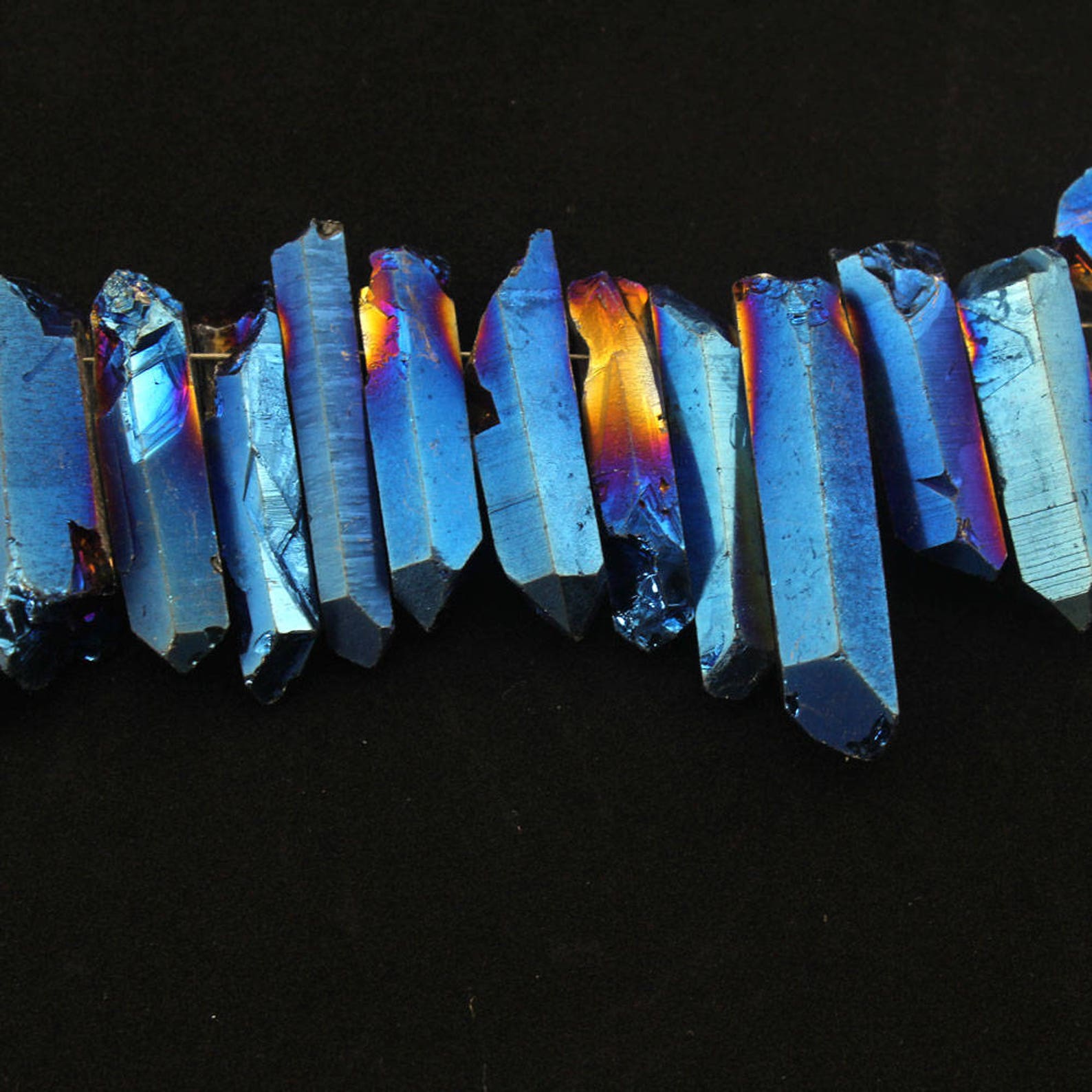 15%OFF Blue Titanium Quartz Briolettes Stick Point - Etsy