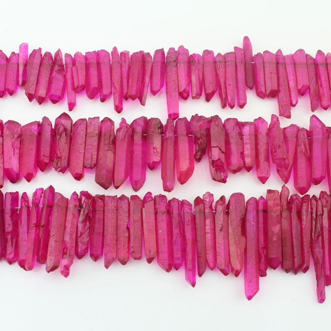 Frosted Rose Red Quartz Rough Quartz Crystal Point Beads,graduated Raw ...