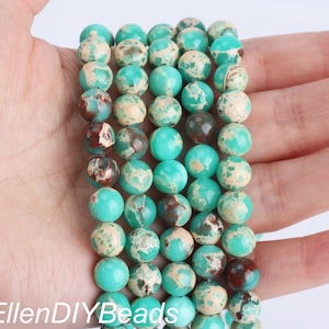 4/6/8/10mm Optimize Shoushan Stone, Blue-green Color Round Loose Beads ...