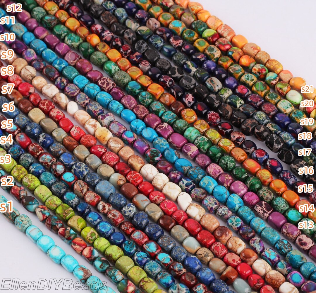 5×5×7mm Imperial Jasper Cube Beads, Natural Sea Sediment, Smooth Cube ...