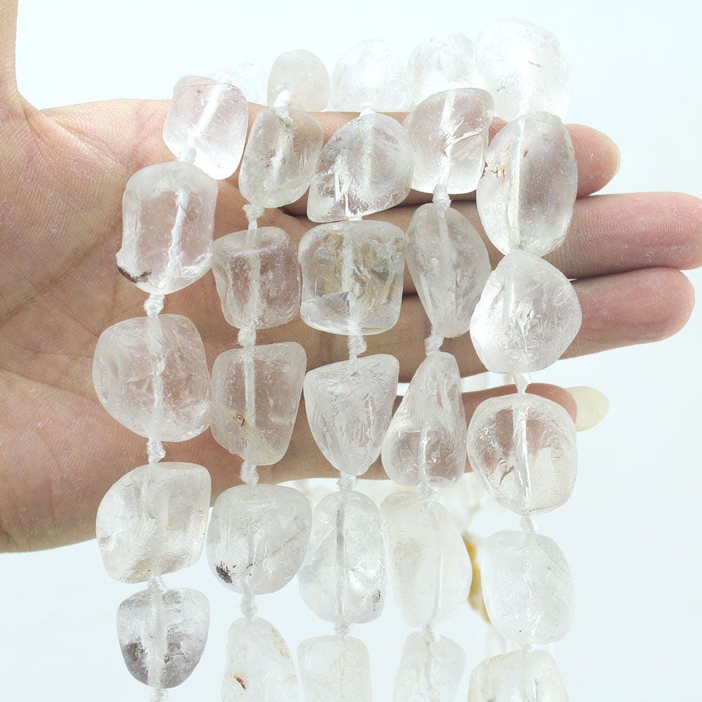 Natural White Clear Quartz Nugget Stone Beads chunky Rough - Etsy